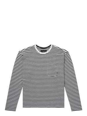 Rag & Bone Striped Cotton-jersey T-shirt - Blue