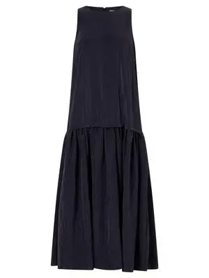 LA LIGNE Cornelia Pleated Crinkled Shell Midi Dress - Black