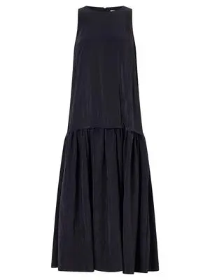 LA LIGNE Cornelia Pleated Crinkled Shell Midi Dress - Black