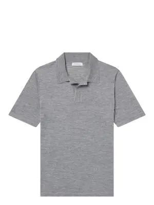 Gabriela Hearst Stendhal Cashmere And Silk-blend Polo Shirt - Gray
