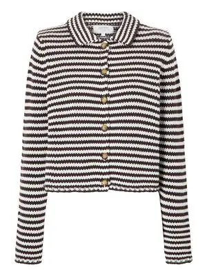 LA LIGNE Mini Marina Cropped Striped Cotton Cardigan - Brown