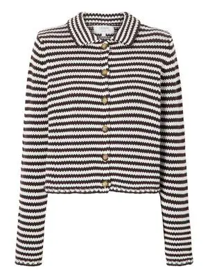 LA LIGNE Mini Marina Cropped Striped Cotton Cardigan - Chocolate