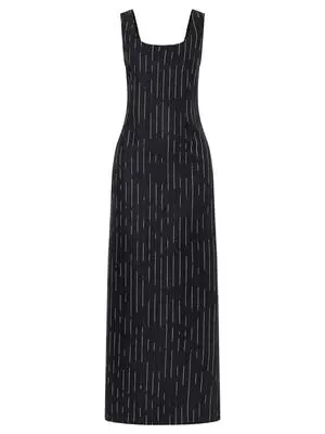KALLMEYER Isadora Striped Wool Midi Dress - Black