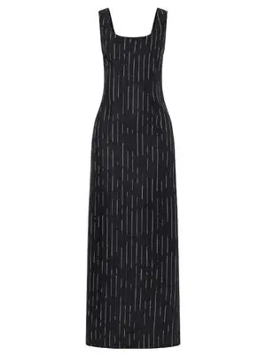 KALLMEYER Isadora Striped Wool Midi Dress - Black