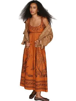 ALEMAIS Boathouse Ballet Linen Dress - Orange