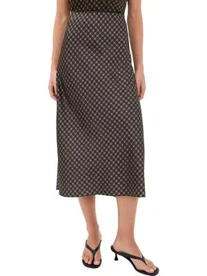 Vince Plaid Slip Skirt - Black/camel