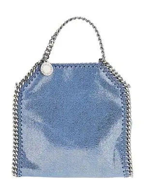 Stella McCartney Falabella Tiny Tote Bag Eco Shiny Dotted Chamois Sky Blue
