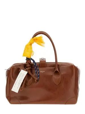 GOLDEN GOOSE Vita Bag Medium In Leather With Charms - Brown