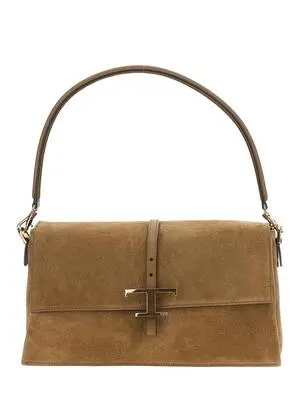 TOD'S T Timeless Flap Bag Small - Beige