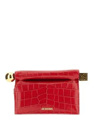 Jacquemus Jacquemus Folded Clutch Bag With Crocodile Effect Embossing Red