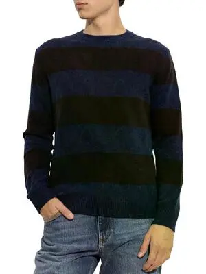 Etro Paisley Pattern Striped Crew Neck Sweater - Blue