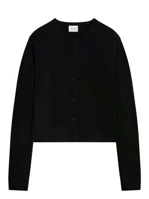 Closed Crew Neck Long Sleeve Cardigan - Black
