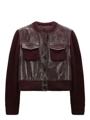 Dorothee Schumacher Dorothee Schumacher Leather-Paneled Knitted Jacket Red