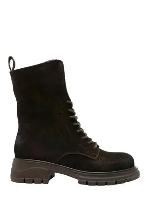 LINDA BAUMANN Lace-up Boots With Buckle Detail - Brown