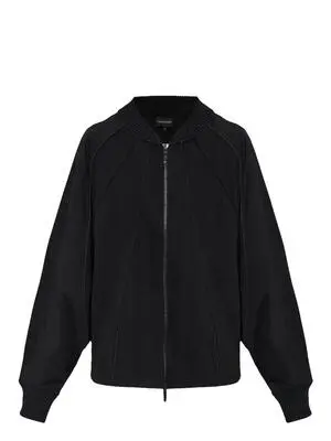 Emporio Armani Punto Milano Jersey Blouson Jacket With Drawstring Hem - Black