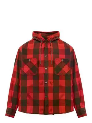 DIESEL® Distressed-hooded Shirt In Check Flannel - Red