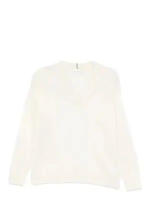 PANICALE V-neck Drop Shoulder Sweater - Neutrals