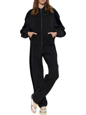 Emporio Armani Double Jersey Pants With Chenille Tape - Black