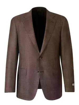 Canali Check-pattern Notched-lapels Jacket - Brown