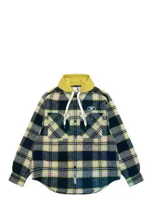 AAPE BY *A BATHING APE Check-pattern Hooded Shirt - Neutrals