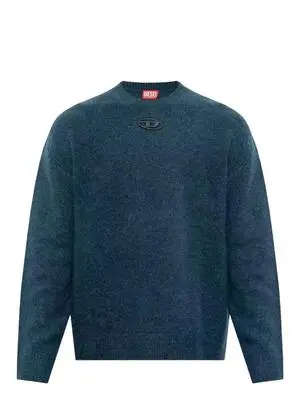 DIESEL® Wool & Alpaca Blend Jumper With Embroidered Oval D Logo - Blue
