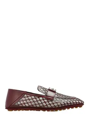 Fendi Burgundy Leather Loafers - Red