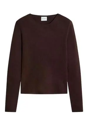 Closed Crew Neck Long Sleeve Sweater - Brown