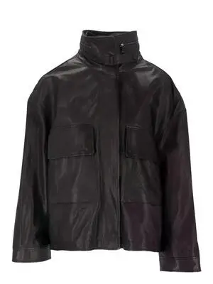 Emporio Armani Flap-pocket Leather Jacket - Black