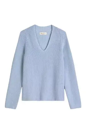 Marc O'polo V-neck Ribbed Knit Sweater - Blue