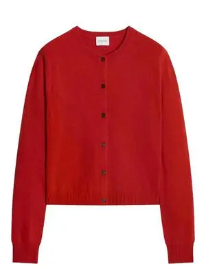 Closed Closed Crew Neck Long Sleeve Fine Knit Cardigan Red