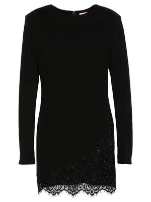 TWENTY FOURHAITCH Lace-panelled Sequin-embellished Mini Dress - Black