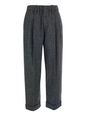 Brunello Cucinelli Pleated Turn-up Trousers - Grey