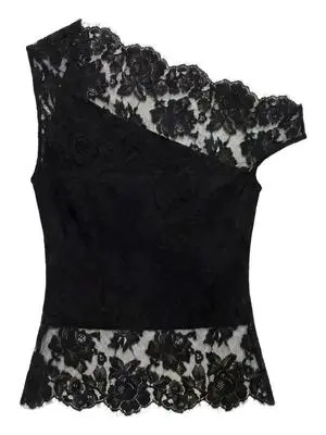 REFORMATION Oriana One-shoulder Lace Top - Black