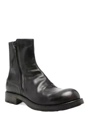 SHOTO Leather Side-zip Ankle Boots - Black