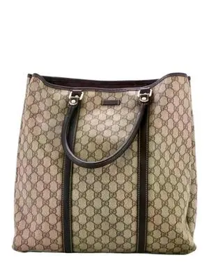 Gucci Joy Gg Coated Canvas With Leather Medium Tote Bag - Brown