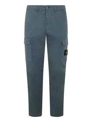Stone Island 3100032 Stretch Organic Cotton Twill Cargo Trousers - Blue