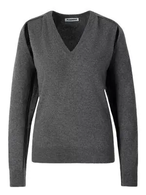 JIL SANDER Jil Sander V-Neck Cut-Out Sweater Grey