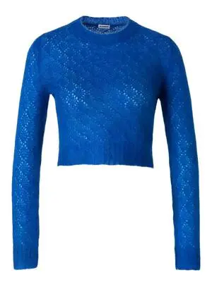 JIL SANDER Jil Sander Pointelle-Knit Cropped Sweater Blue