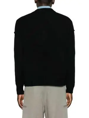 AMI Paris De Coeur Intarsia Knit Sweater - Black