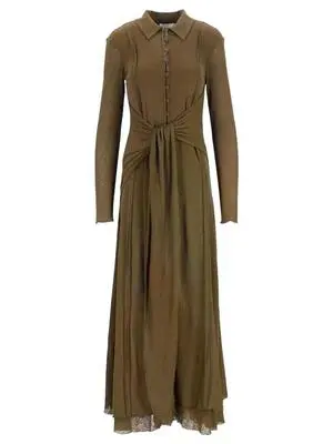 GANNI Marl Mesh Tie-waist Maxi Dress - Green