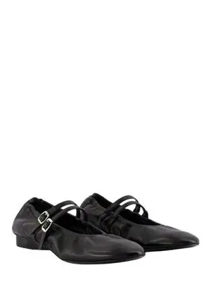 CAREL Tatiana Ballet Flats With Buckle Straps - Black