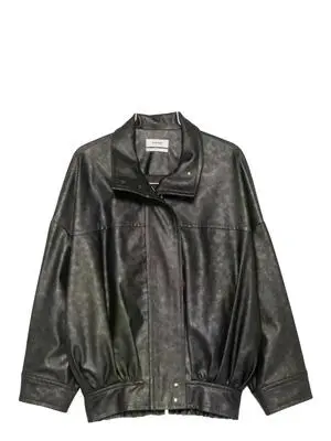 SYSTEM Panelled High-neck Biker Jacket - Grey