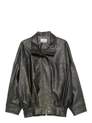 SYSTEM Panelled High-neck Biker Jacket - Grey