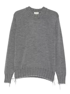 THE AMHANTE Distressed-effect Ribbed-trim Sweater - Grey