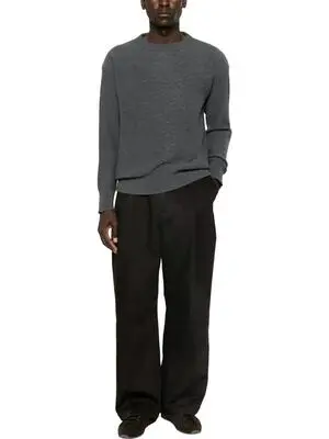 THE AMHANTE Textured Knit Crew Neck Sweater - Grey