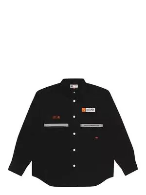 AAPE BY *A BATHING APE Logo-patch Button-up Shirt - Black
