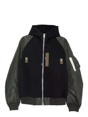 Sacai Panelled Zip-fastening Hooded Jacket - Green