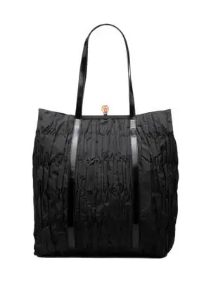 PRADA Prada Re-Nylon Pleated Tote Bag With Leather Trim