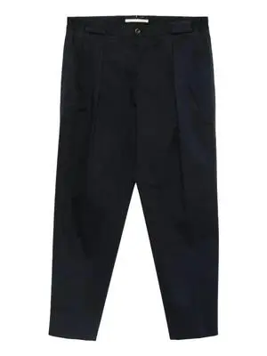 BRIGLIA 1949 Navy Pleated Tapered Trousers - Blue