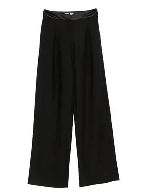 TWENTY FOURHAITCH Satin-waistband Pleated Trousers - Black